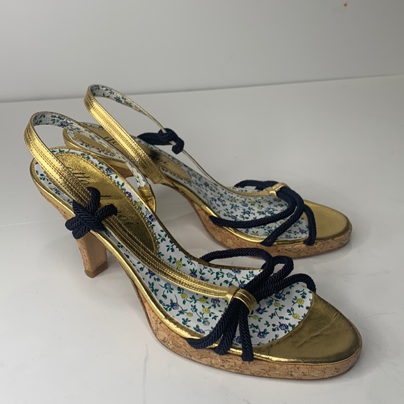 otto et moi | Shoes | Otto Et Moi Gold Black Rope Cork Heeled Platform ...